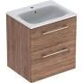 Selnova Square 60 cm Slim Basin & Two Drawer Vanity Unit, Hickory 501 ...