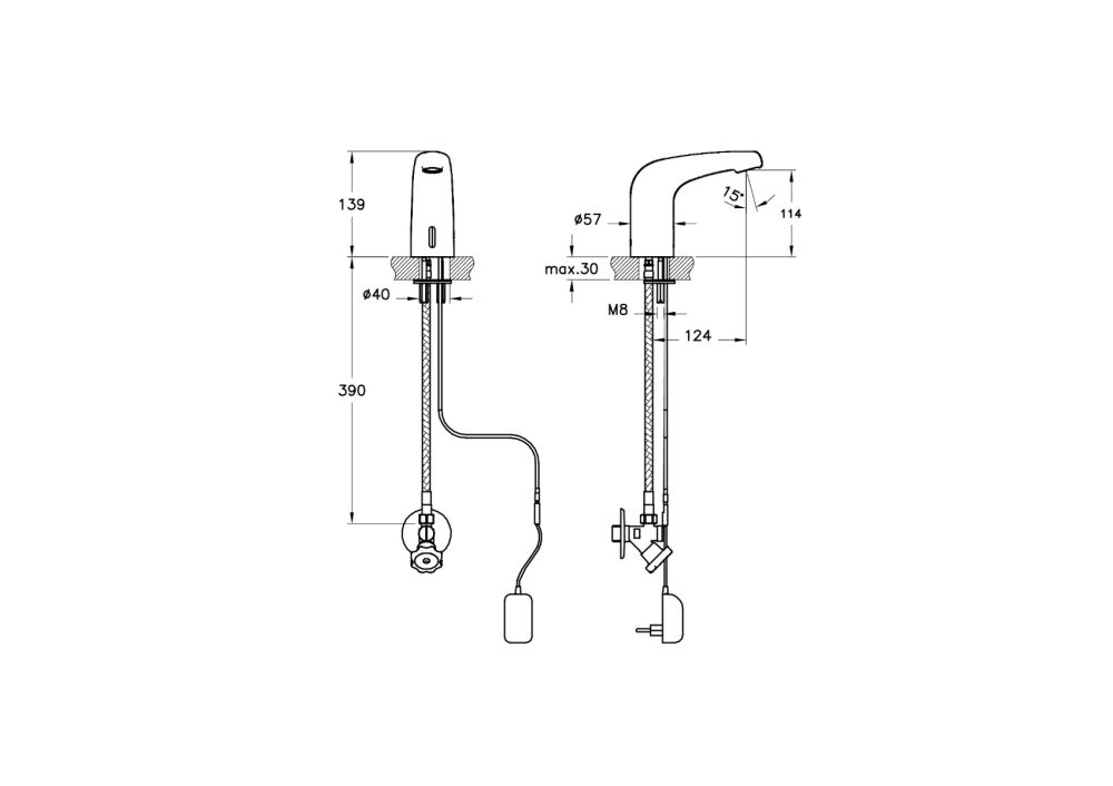 Artema AquaSee Wing Touchless Sink Mixer (Single Water Inlet Electric ...
