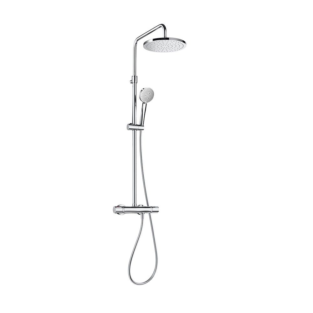 Roca EVEN-T Round Complete Shower Set, Exposed Bar Valve, Fixed Shower ...