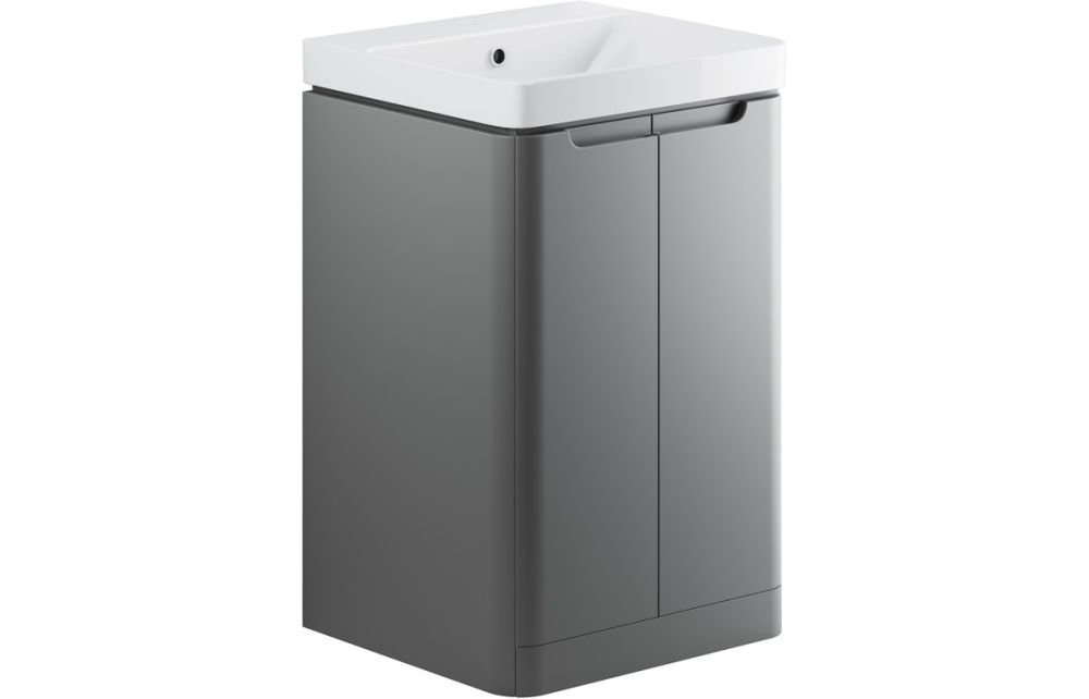 Tower 500mm 2 Door Floor Standing Cloakroom Basin Unit - Matt Grey