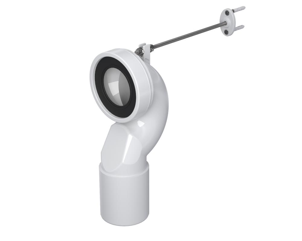 SWAN NECK WC PAN CONNECTOR Ø 100 OUTLET DIMENSIONS 59 × 38 × 37 cm