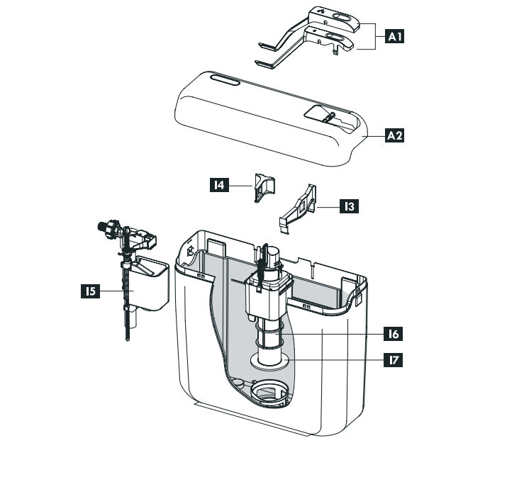 Schwab Exposed flushing cistern AP 122 Monoblock